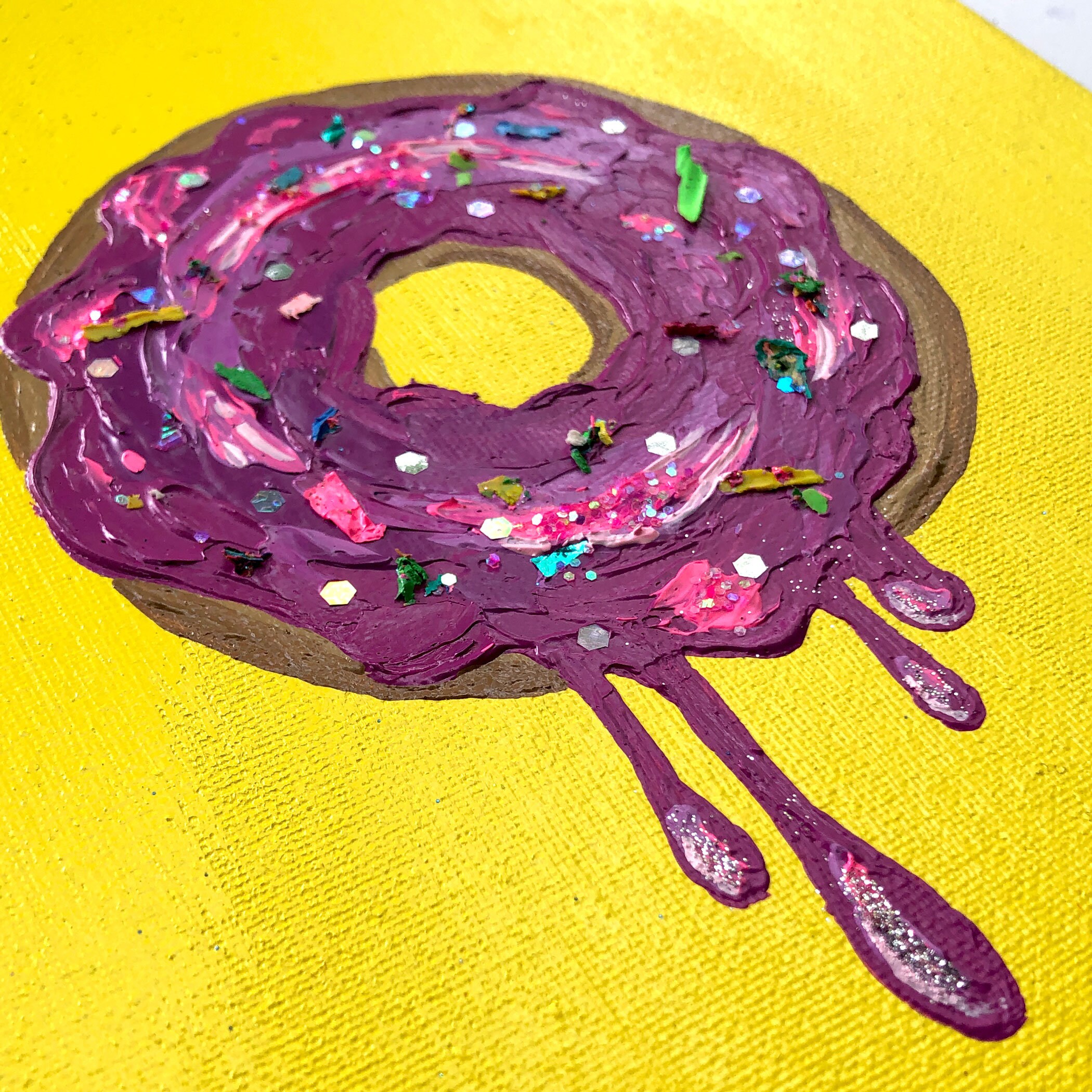 Original Donut Painting, Textured Pop Art Canvas, Bakery Decor - Etsy