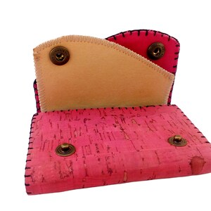Non Leather Vegan Purse for Women Pink Cork Purse for Cards Slim Card ...