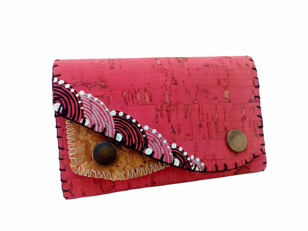 Non Leather Vegan Purse for Women Pink Cork Purse for Cards Slim Card ...
