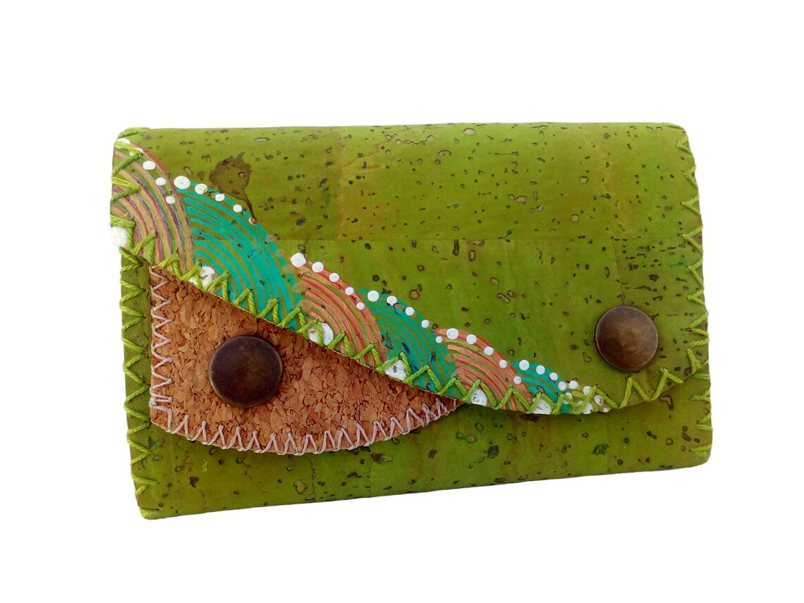 Non Leather Vegan Purse for Women Pink Cork Purse for Cards Slim Card ...