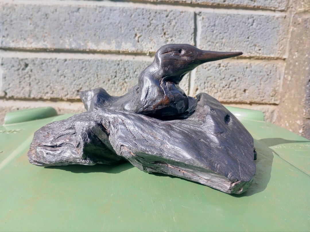 Irish Bog Oak Bird in Nest Sculpture – Hand-carved From 5,000-year-old ...