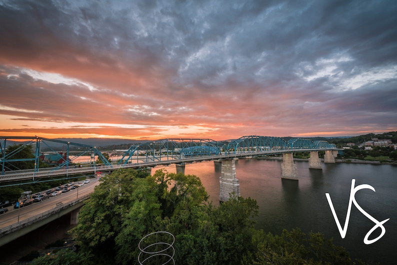 Sunset Over Downtown Chattanooga's Walnut St Bridge - Etsy