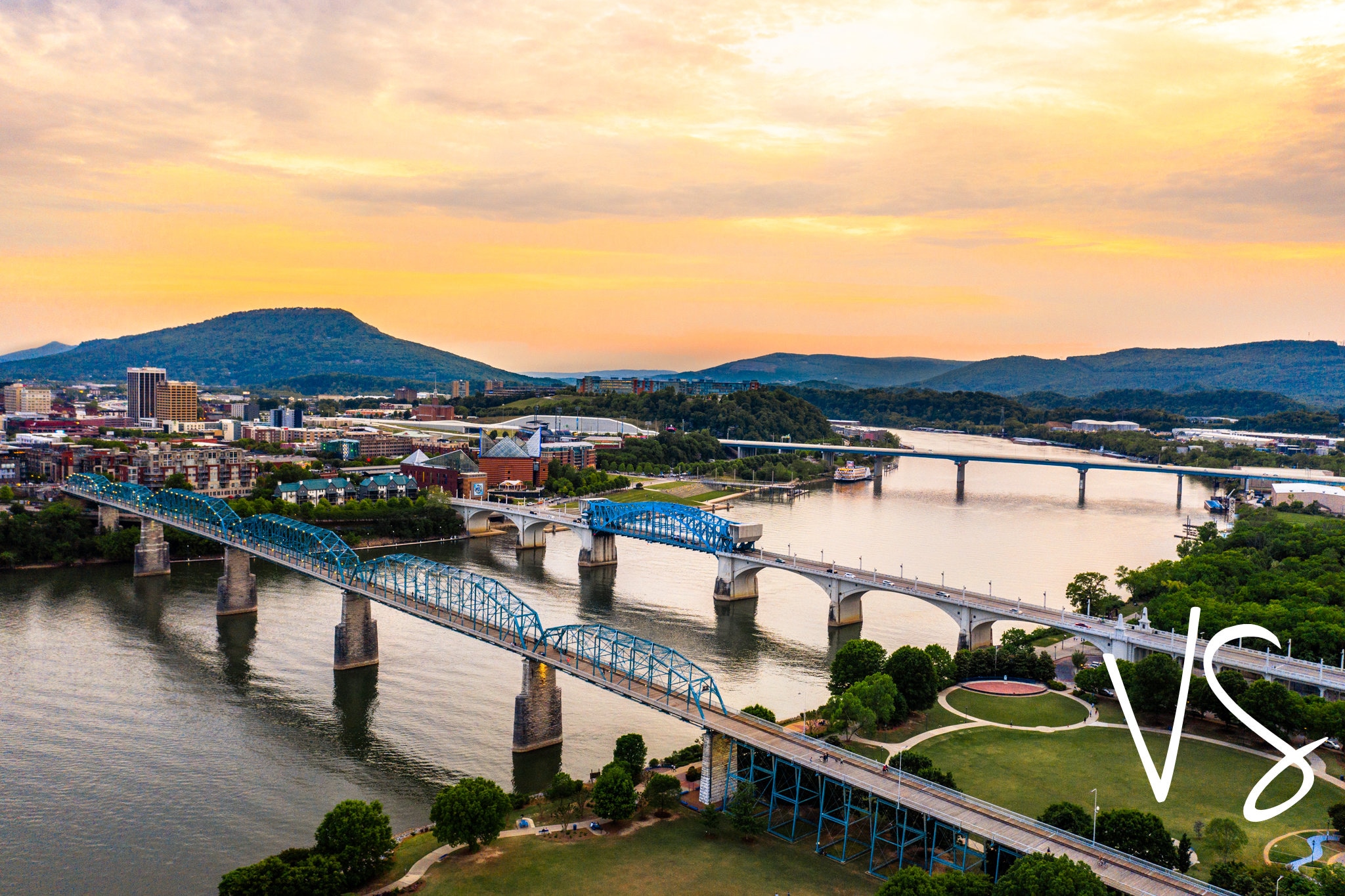 Sunset Aerial View of Downtown Chattanooga Tennessee - Etsy