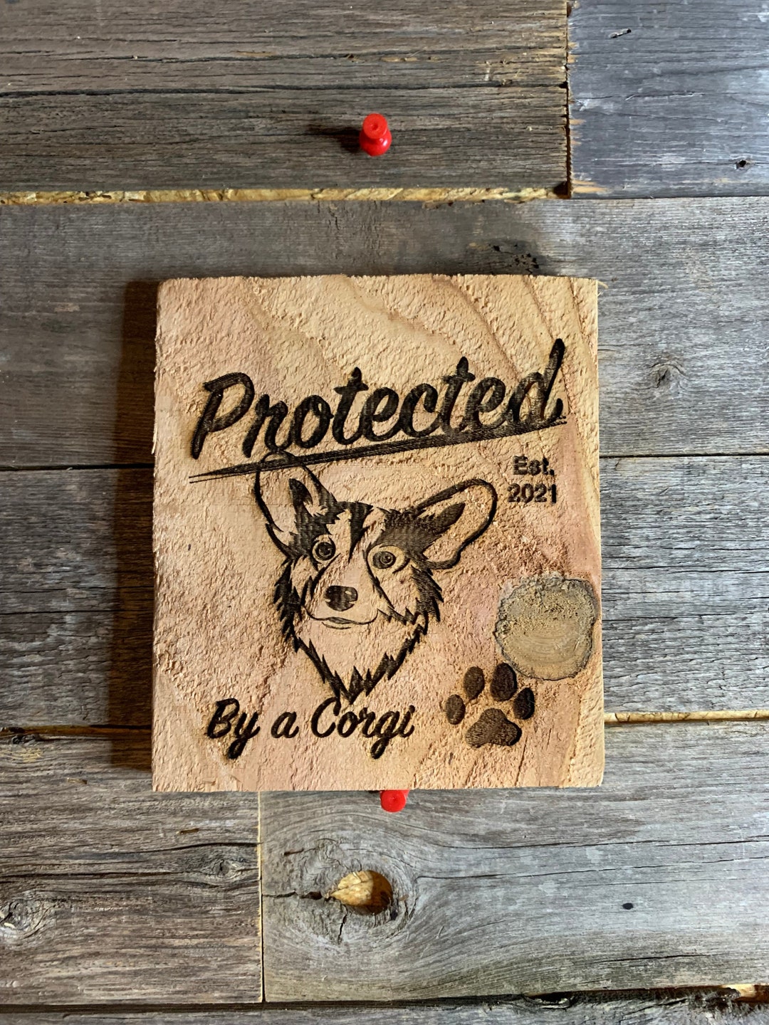 Laser Engraved Wooden Dog Sign - Etsy