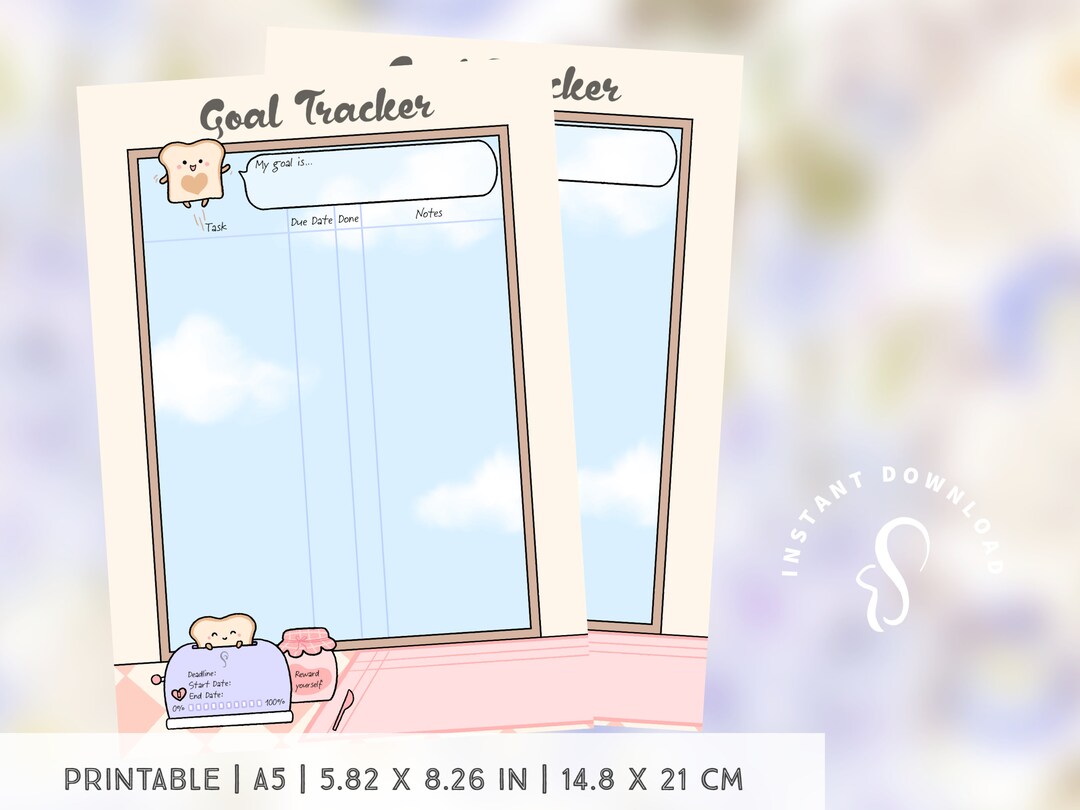 Fun Hand-drawn Goal Planner | Cute A5 Printable | Productivity Tracker ...