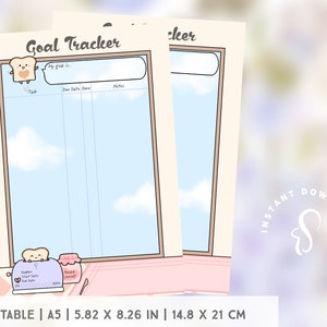 Fun Hand-drawn Goal Planner | Cute A5 Printable | Productivity Tracker ...