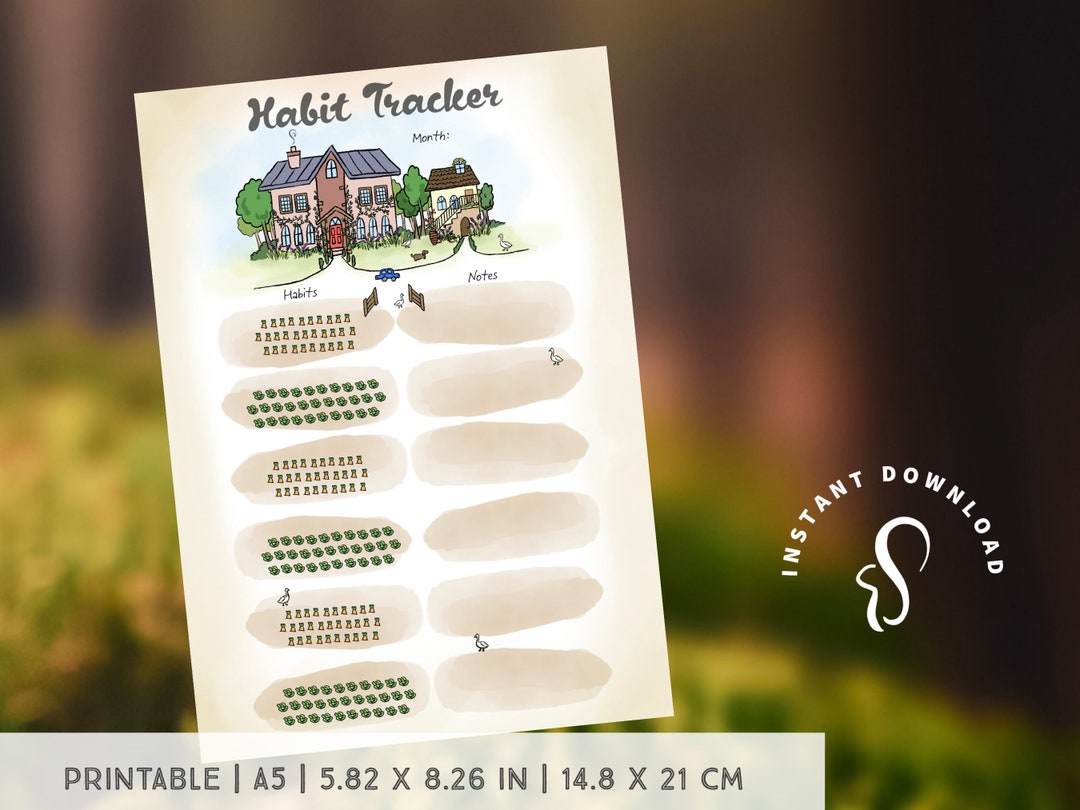 Fun Hand-drawn Habit Tracker Planner A5 Printable Everyday Habit ...