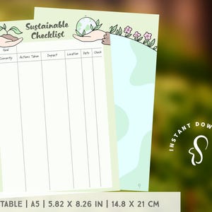 Fun Hand-drawn Sustainable Checklist | A5 Printable | Zero Waste, Low ...