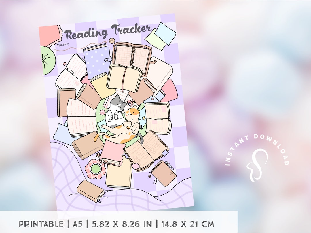 Fun Hand-drawn Reading Tracker Cute A5 Printable Reading Journal Book ...
