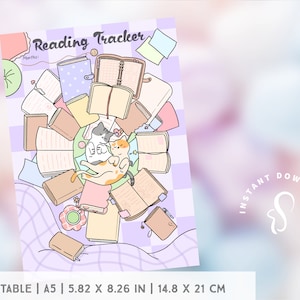 Fun Hand-drawn Reading Tracker | Cute A5 Printable | Reading Journal ...