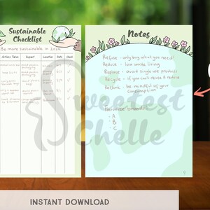 Fun Hand-drawn Sustainable Checklist | A5 Printable | Zero Waste, Low ...