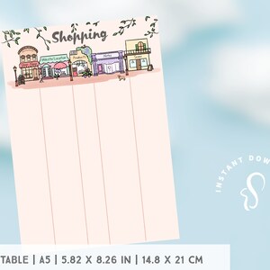 Fun Hand-drawn Shopping Planner | A5 Printable | Shops Review, Tracker ...