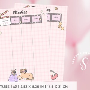 Fun Hand-drawn Movies and Series Tracker | Cute A5 Printable | Movies ...