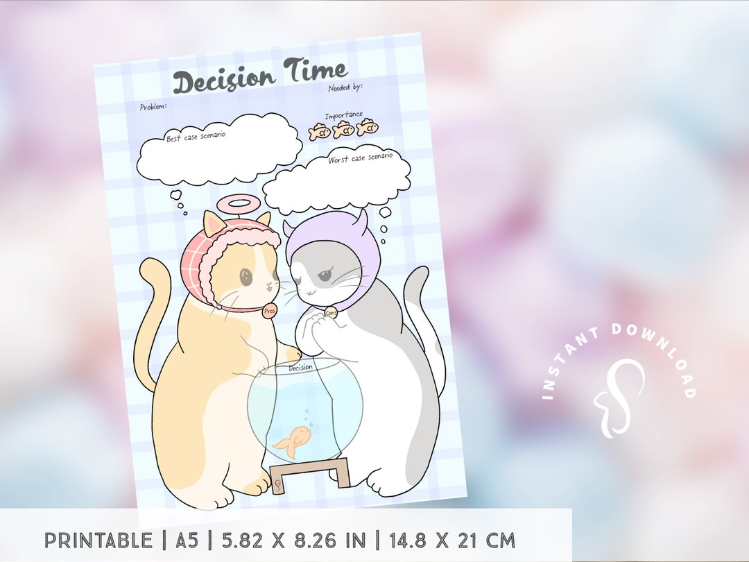 Fun Hand-drawn Decision Making Printable Cute A5 Printable Make a ...