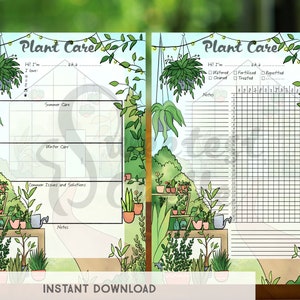 Fun Hand-drawn Plant Care Planner A5 Printable Cute Plant Care Tracker ...