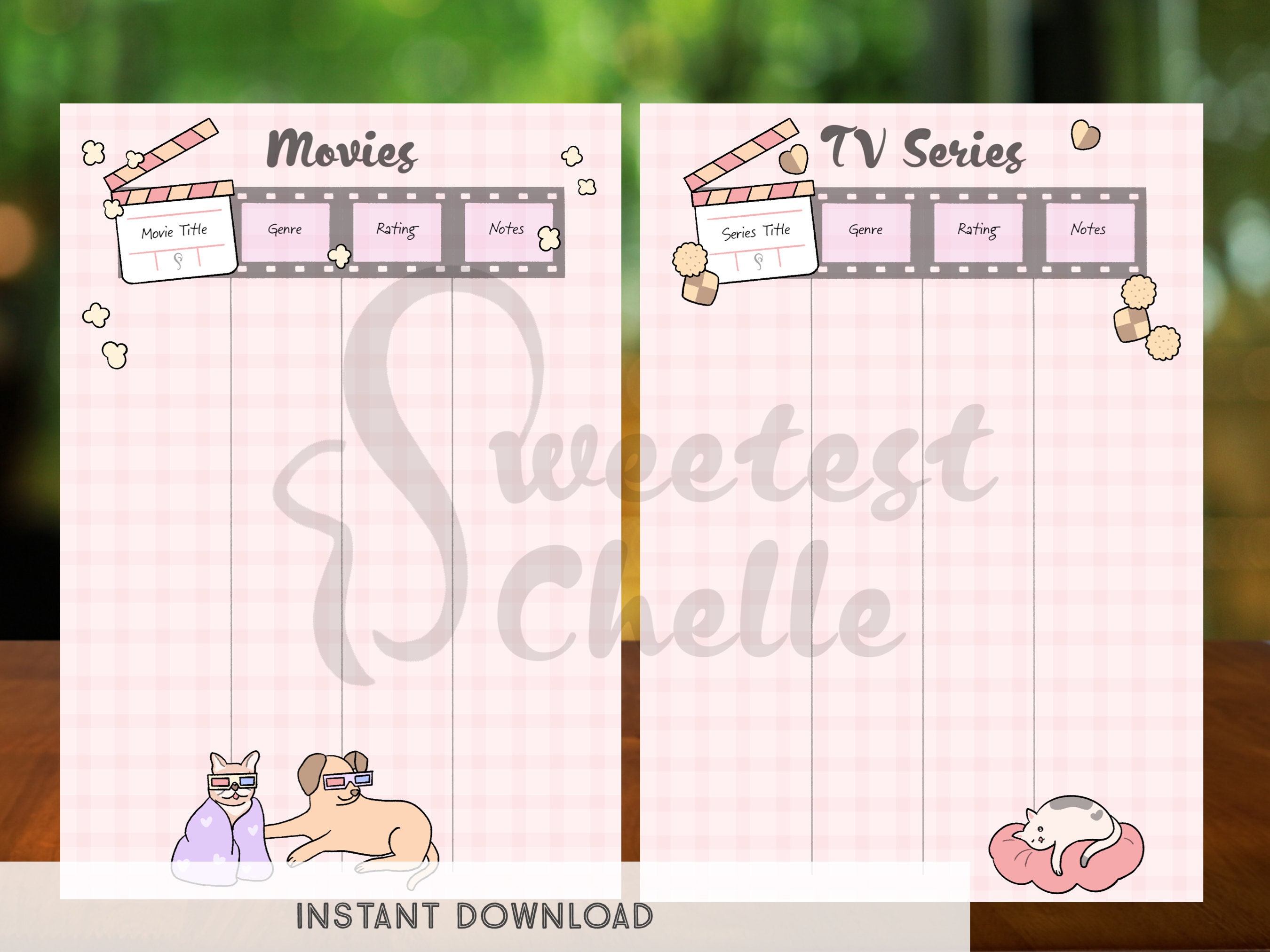 Fun Hand-drawn Movies and Series Tracker | Cute A5 Printable | Movies ...