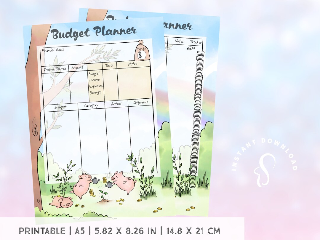 Fun Hand-drawn Budget Planner | A5 Printable | Finance, Budget ...