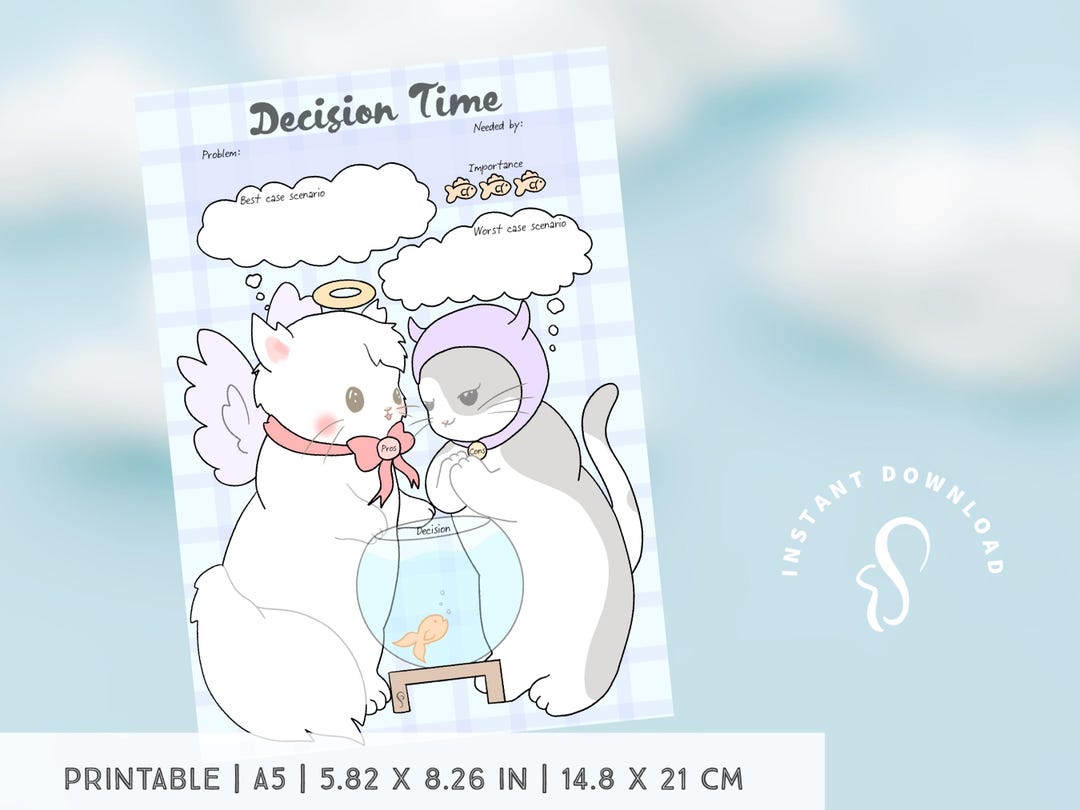 Fun Hand-drawn Decision Making Printable | Cute A5 Printable | Make a ...