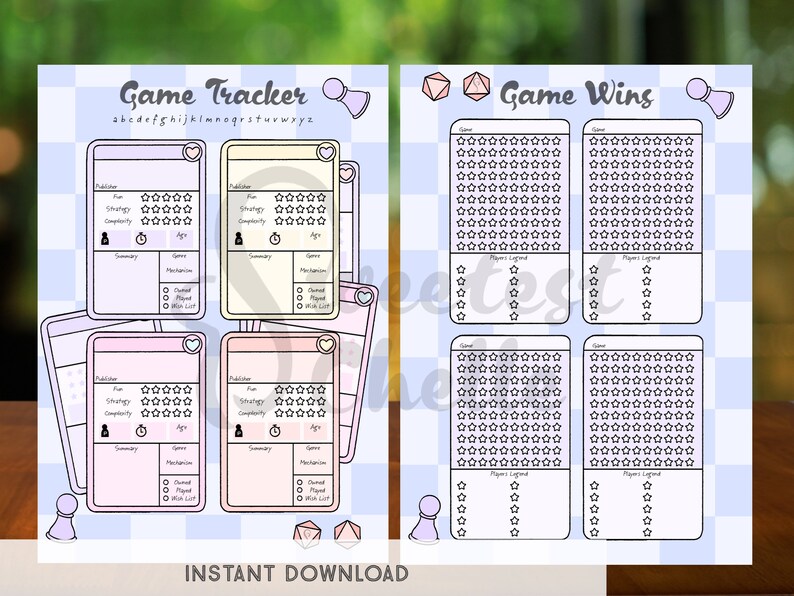 Fun Hand-drawn Board Game Tracker | A5 Printable | Board Game Journal ...