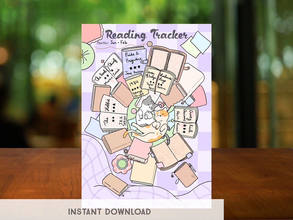 Fun Hand-drawn Reading Tracker | Cute A5 Printable | Reading Journal ...