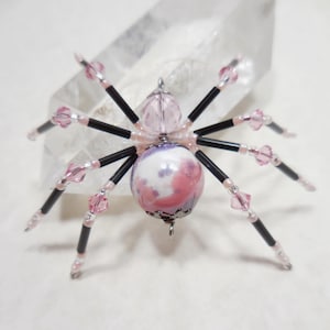 Beaded Spider, Pink and Black Christmas Spider, Pastel Halloween Spider ...