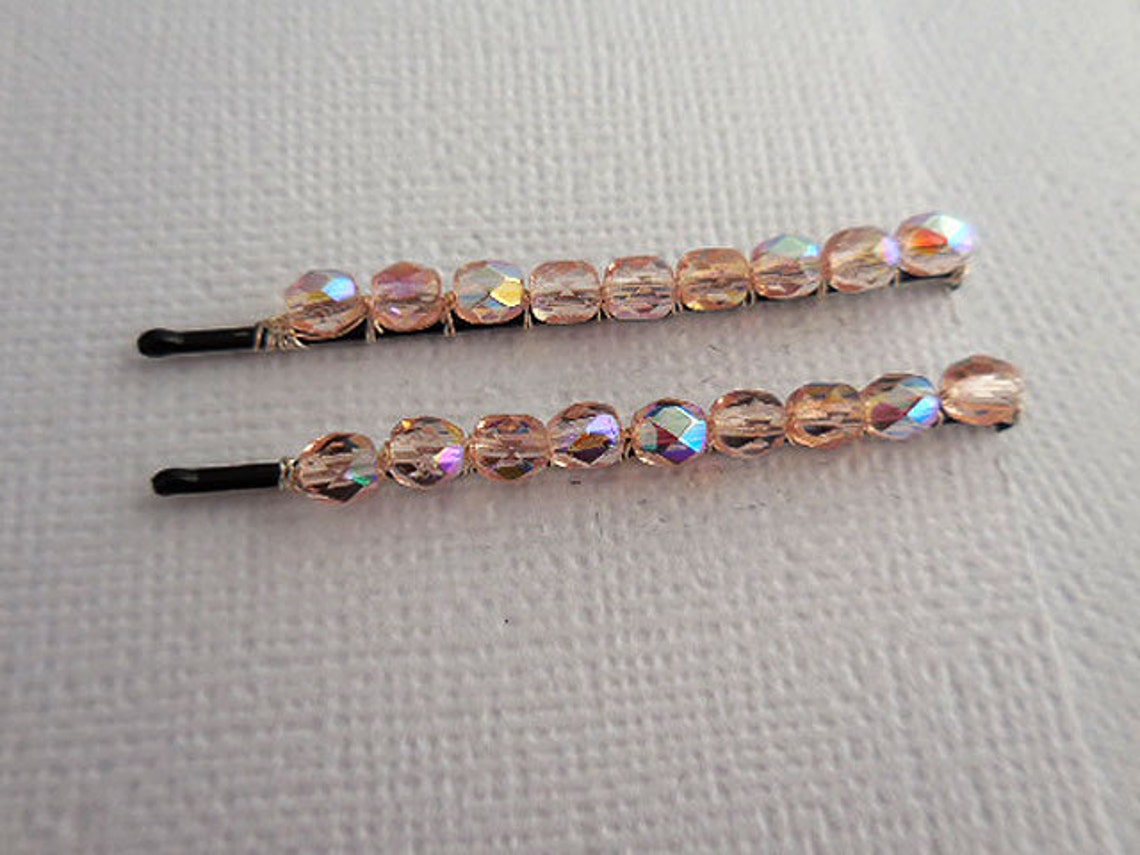 Beaded Bobby Pin Light Pink Hair Pin Sparkly Hair Clip | Etsy