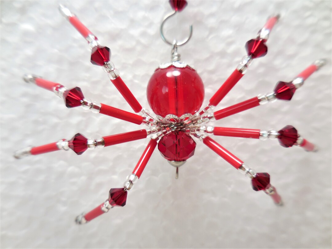 Beaded Spider, Ruby Red Christmas Spider With Beaded Ornament Hanger - Etsy