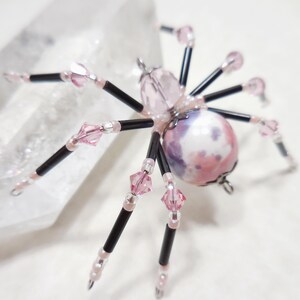 Beaded Spider, Pink and Black Christmas Spider, Pastel Halloween Spider ...