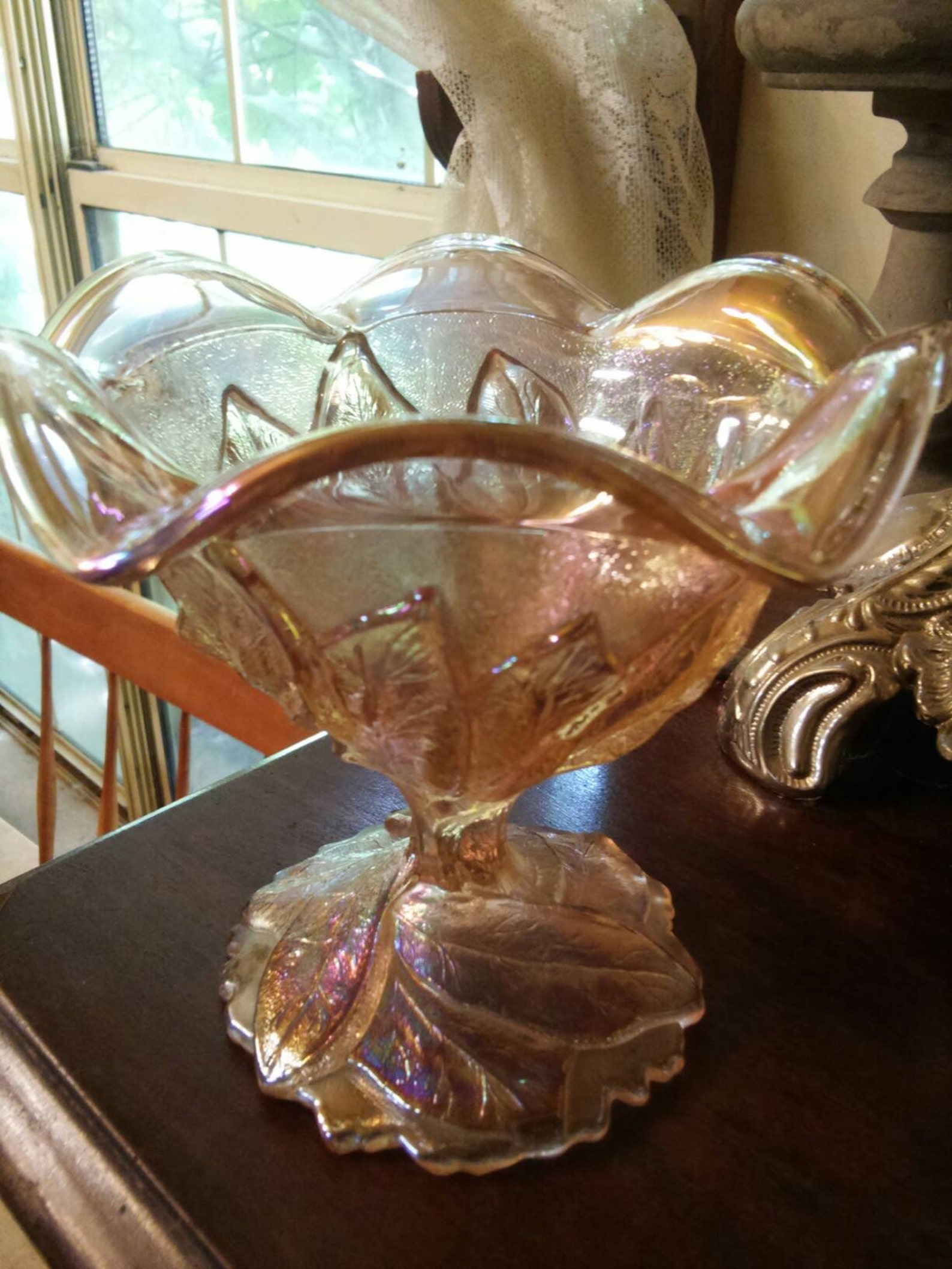 IMPERIAL Glass Foe Lenox Acanthus Leaf Iridescent Ruffle Edge - Etsy