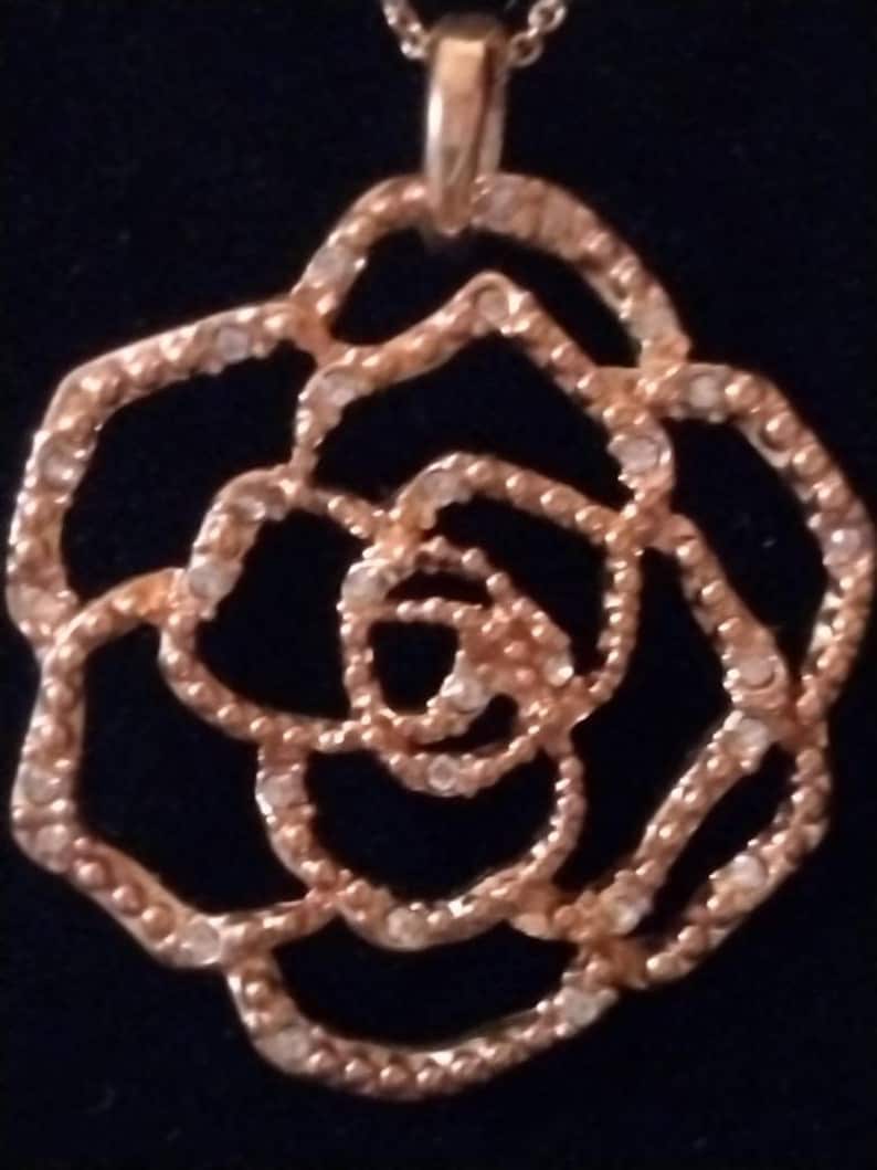 RMN Gold Rose Pendant on Gold Chain - Etsy