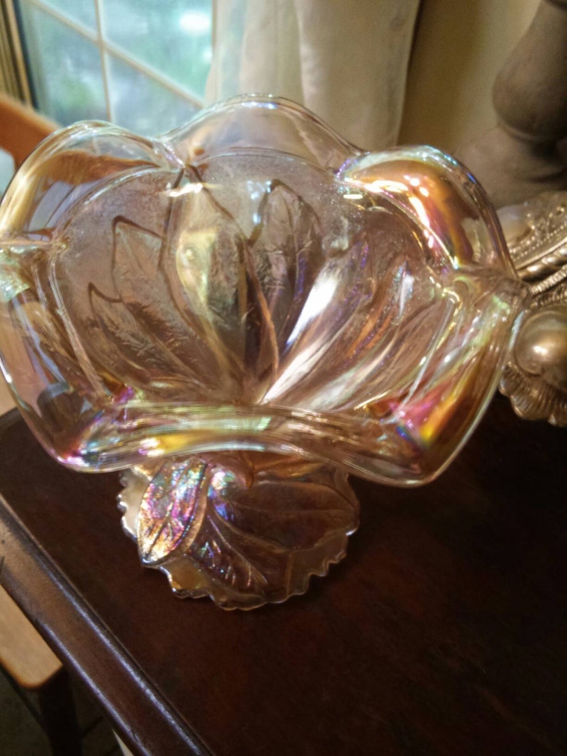 IMPERIAL Glass Foe Lenox Acanthus Leaf Iridescent Ruffle Edge - Etsy