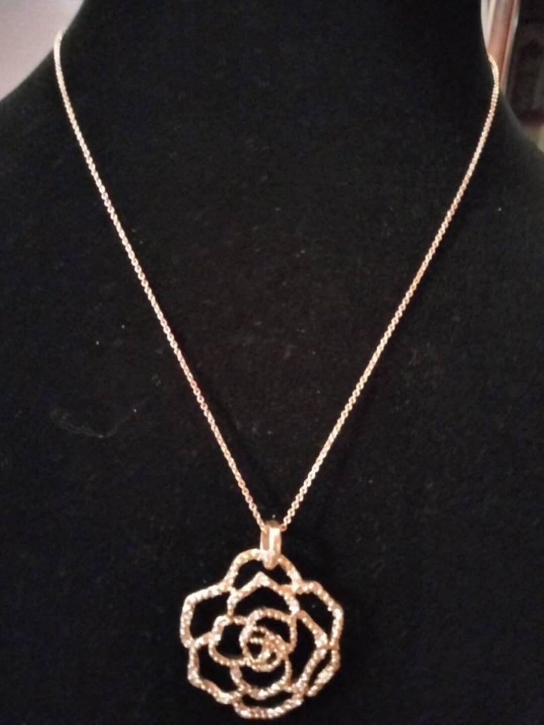 RMN Gold Rose Pendant on Gold Chain - Etsy