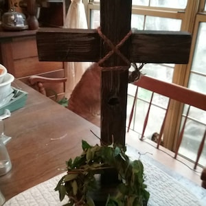 Large Wooden Cross With Wood Base Reclaimed Wood - Etsy