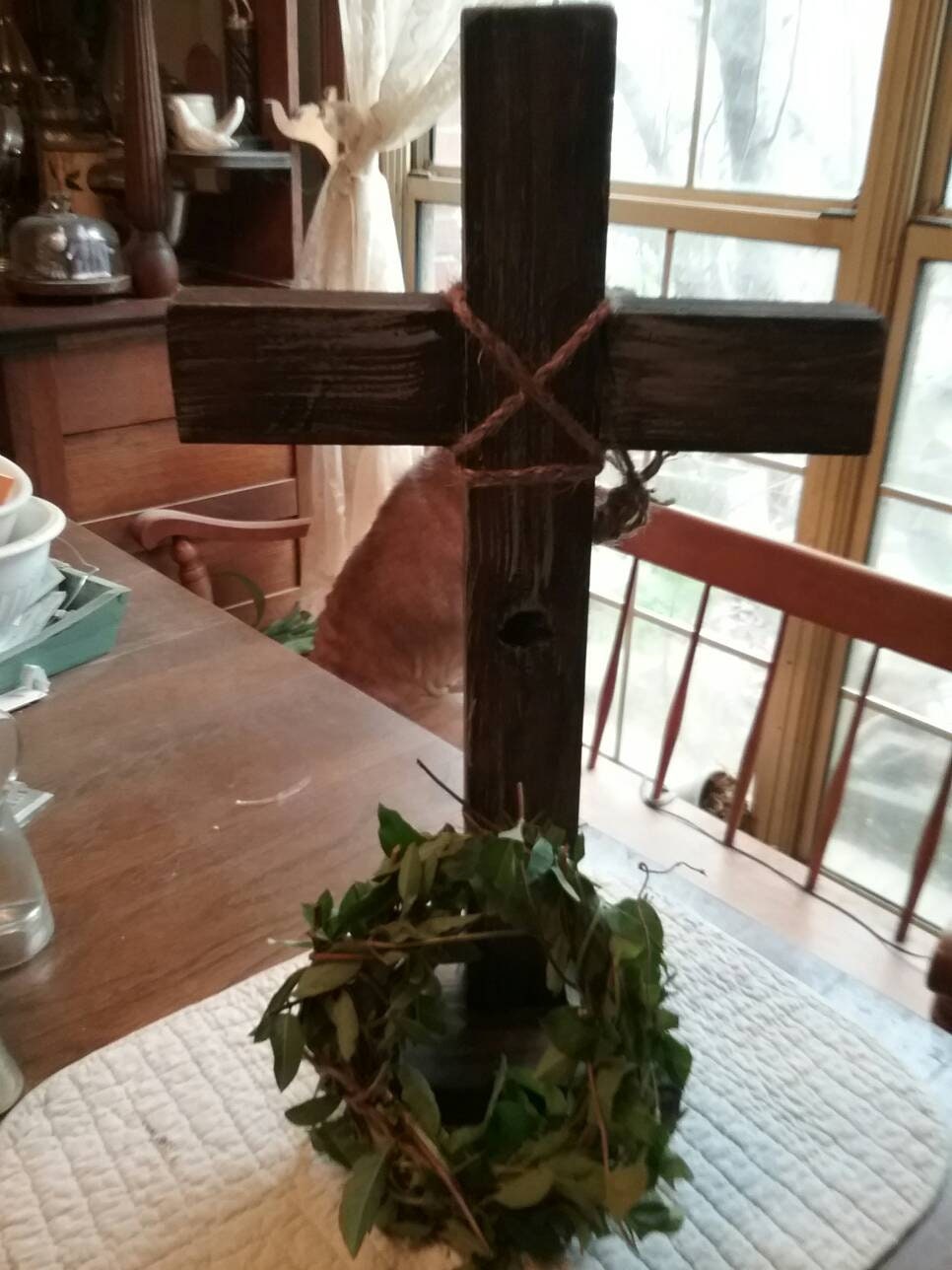 Large Wooden Cross With Wood Base Reclaimed Wood - Etsy