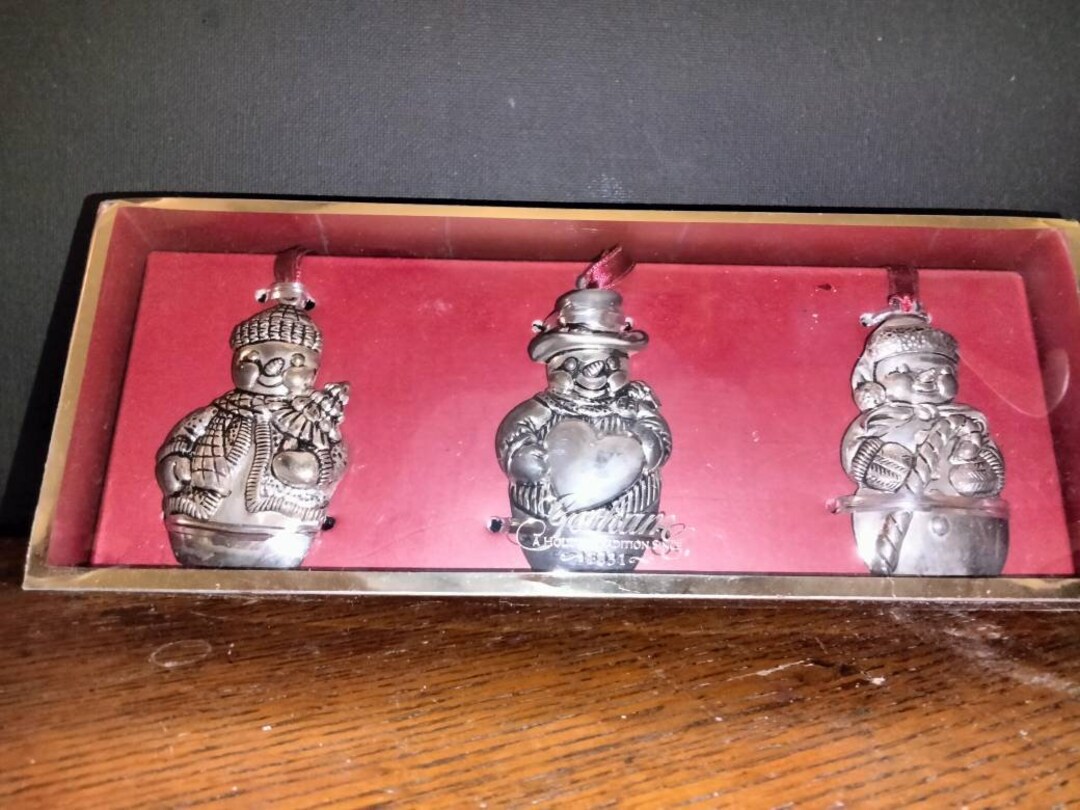 New Old Stock Gorham Silver Snowman Ornament Set - Etsy