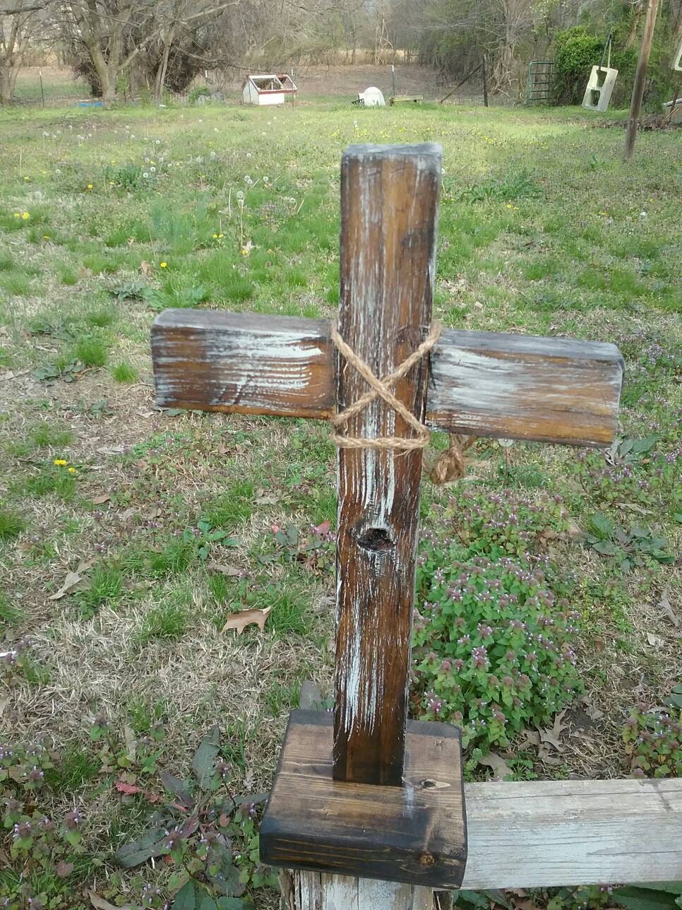 Large Wooden Cross With Wood Base Reclaimed Wood - Etsy