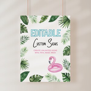 EDITABLE Tropical Buffet Cards, Hawaii Party Food Labels, Palm Leaf ...