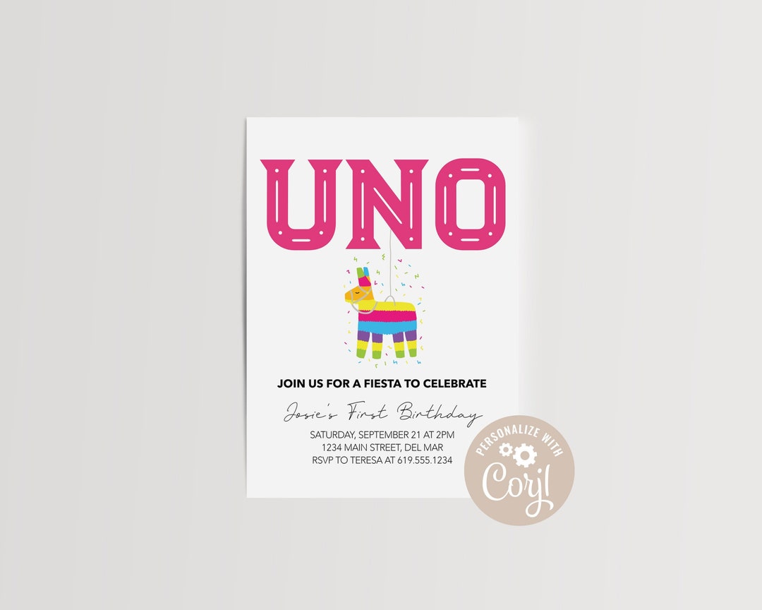EDITABLE Pinata Fiesta Invitation, First Birthday Party, Mexican Theme ...