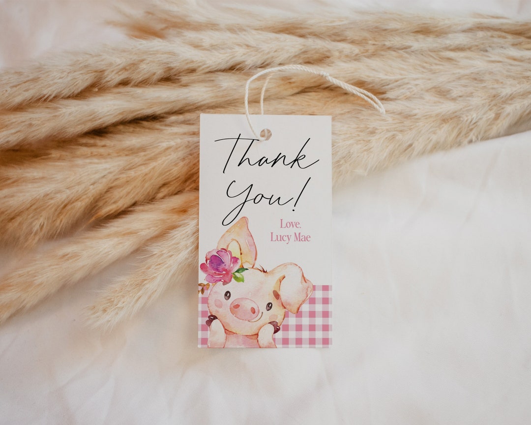 EDITABLE Little Piggy Thank You Tag, Pig Favor Tag, Farm Thank You ...