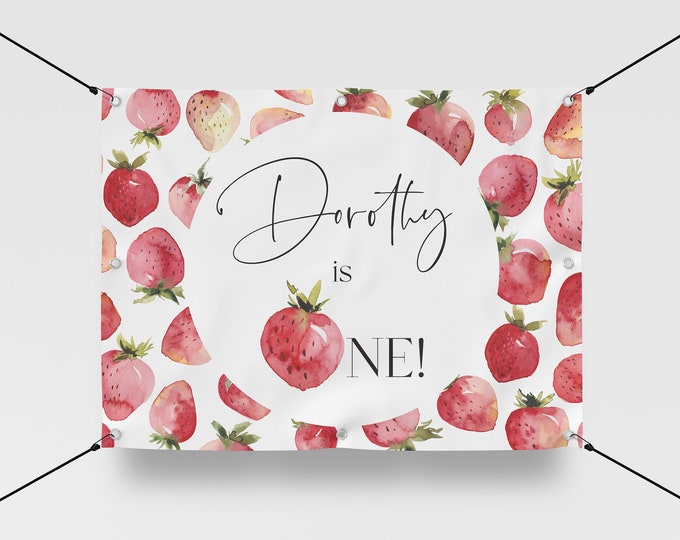 Strawberry Birthday Banner - Printable Berry Sweet One Happy Birthday ...
