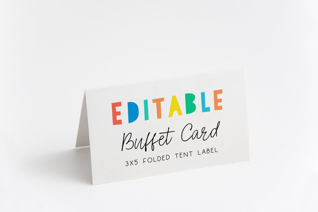 EDITABLE Colorful Buffet Cards, One is Fun Food Labels, Birthday Party ...