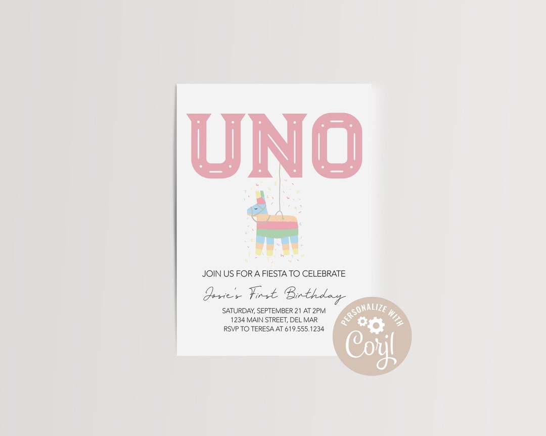 EDITABLE Pastel Pinata Fiesta Invitation, First Birthday Party, Mexican ...