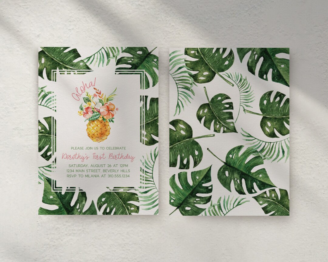 EDITABLE Luau Pineapple Invitation Template, Tropical Girl Summer ...
