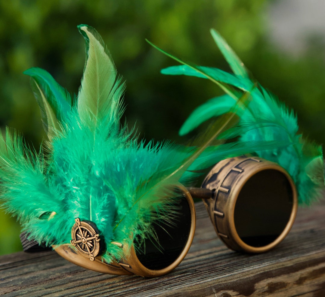 Steampunk Goggles or Monocle – Pirate Eye Patch Style With Feathers ...