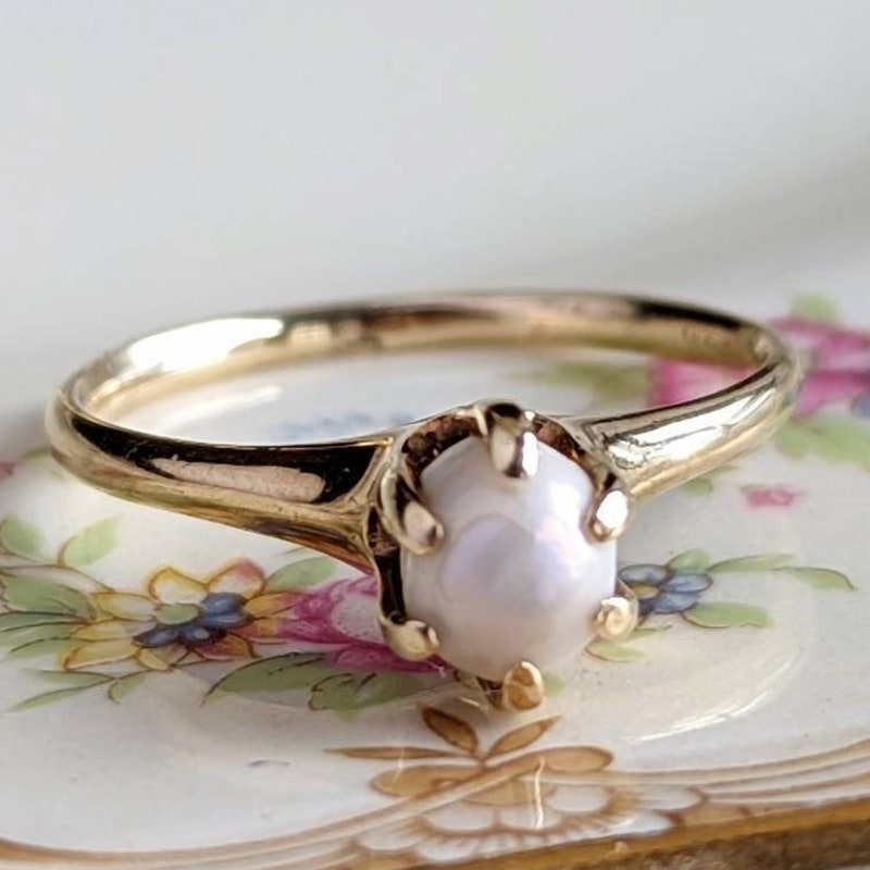14k Pearl Ring - Etsy