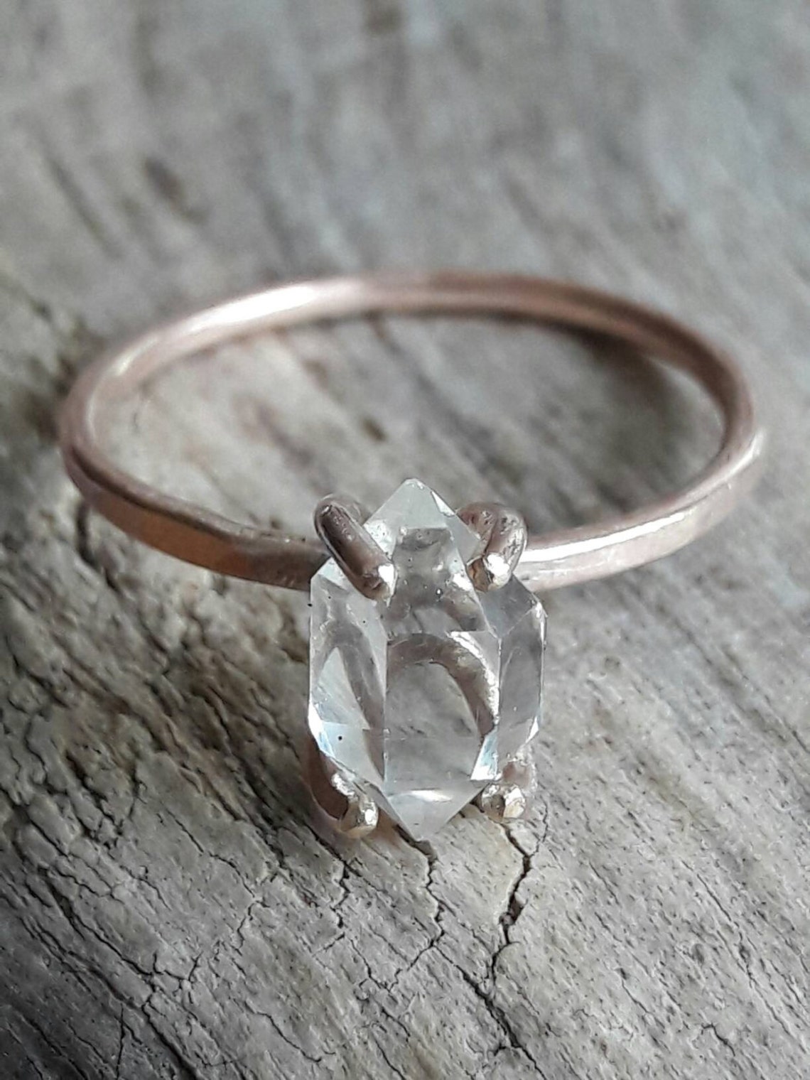 Rose Gold Herkimer Diamond Ring Rose Gold Engagement Ring | Etsy