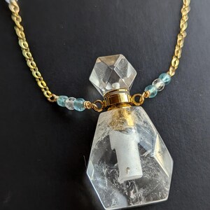 Carved Quartz Perfume Bottle Pendant Necklace - Crystal Jewelry ...