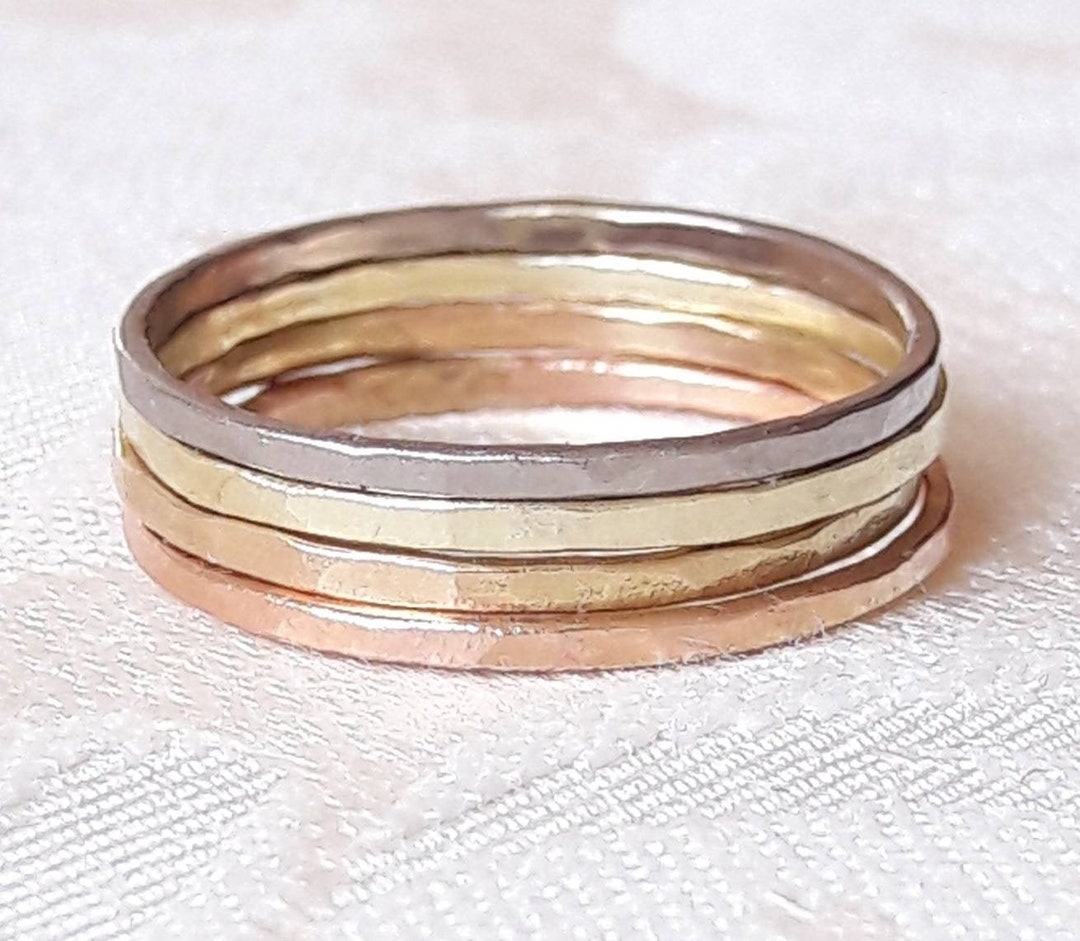 Solid 14K Gold Stacking Ring Set - Stackable Gold Rings - Delicate ...
