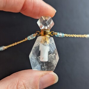 Carved Quartz Perfume Bottle Pendant Necklace - Crystal Jewelry ...