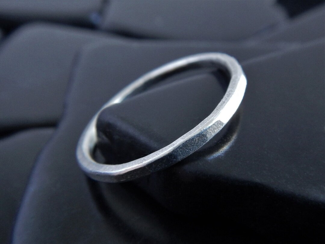 Simple 1.5mm Sterling Silver Band - Stacking Ring - Hammered Silver ...
